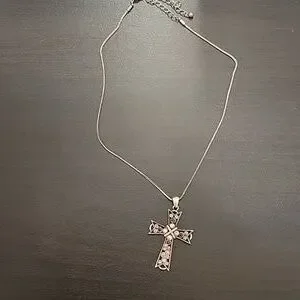Jewelry | Purple Pink Crystal Religious Gothic Cross Pendant Necklace ...